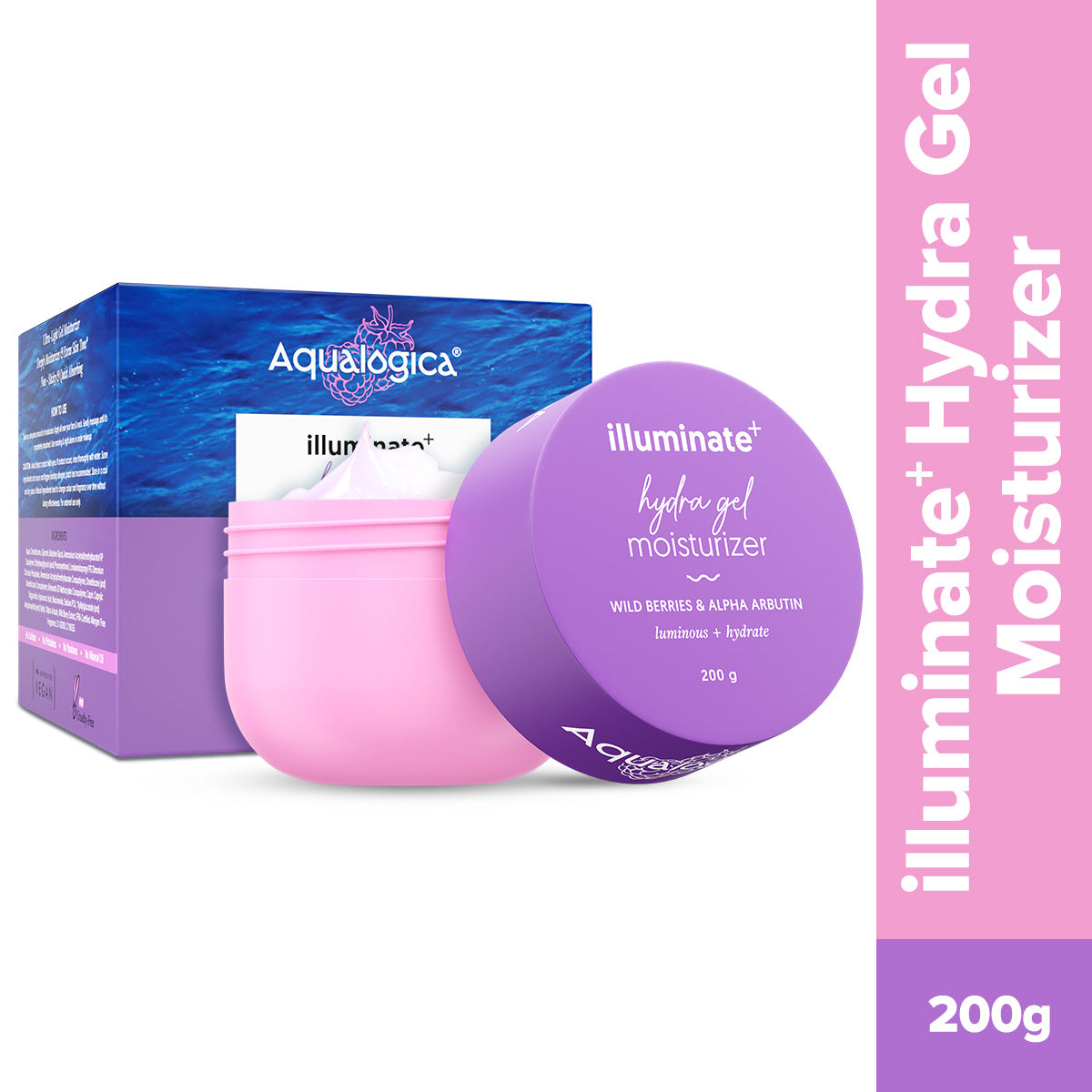 Illuminate + Hydra Gel Moisturizer with Wild Berries & Alpha Arbutin - – Aqualogica