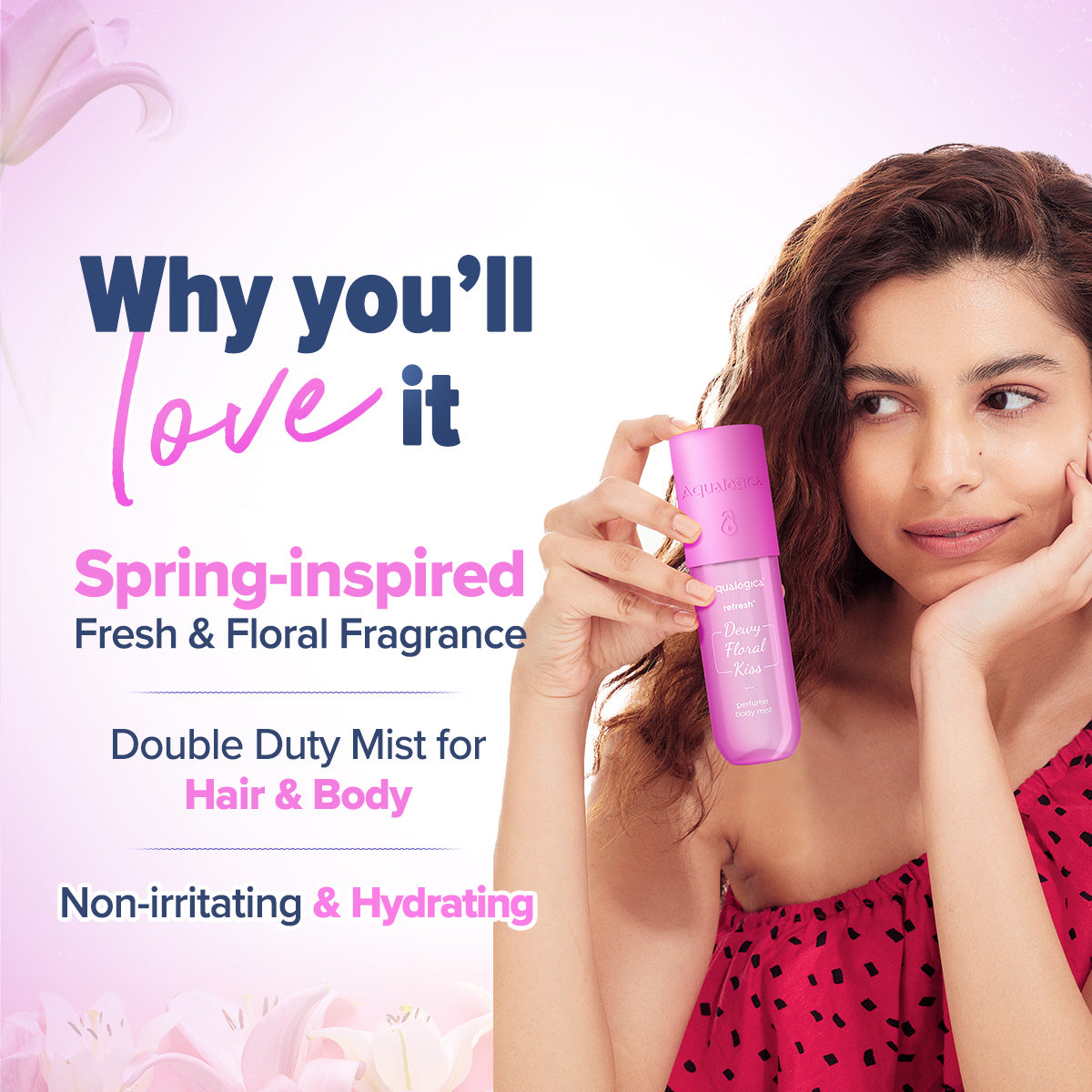 Refresh+ Dewy Floral Kiss Perfume Body Mist with Zemea & Hyaluronic Ac ...