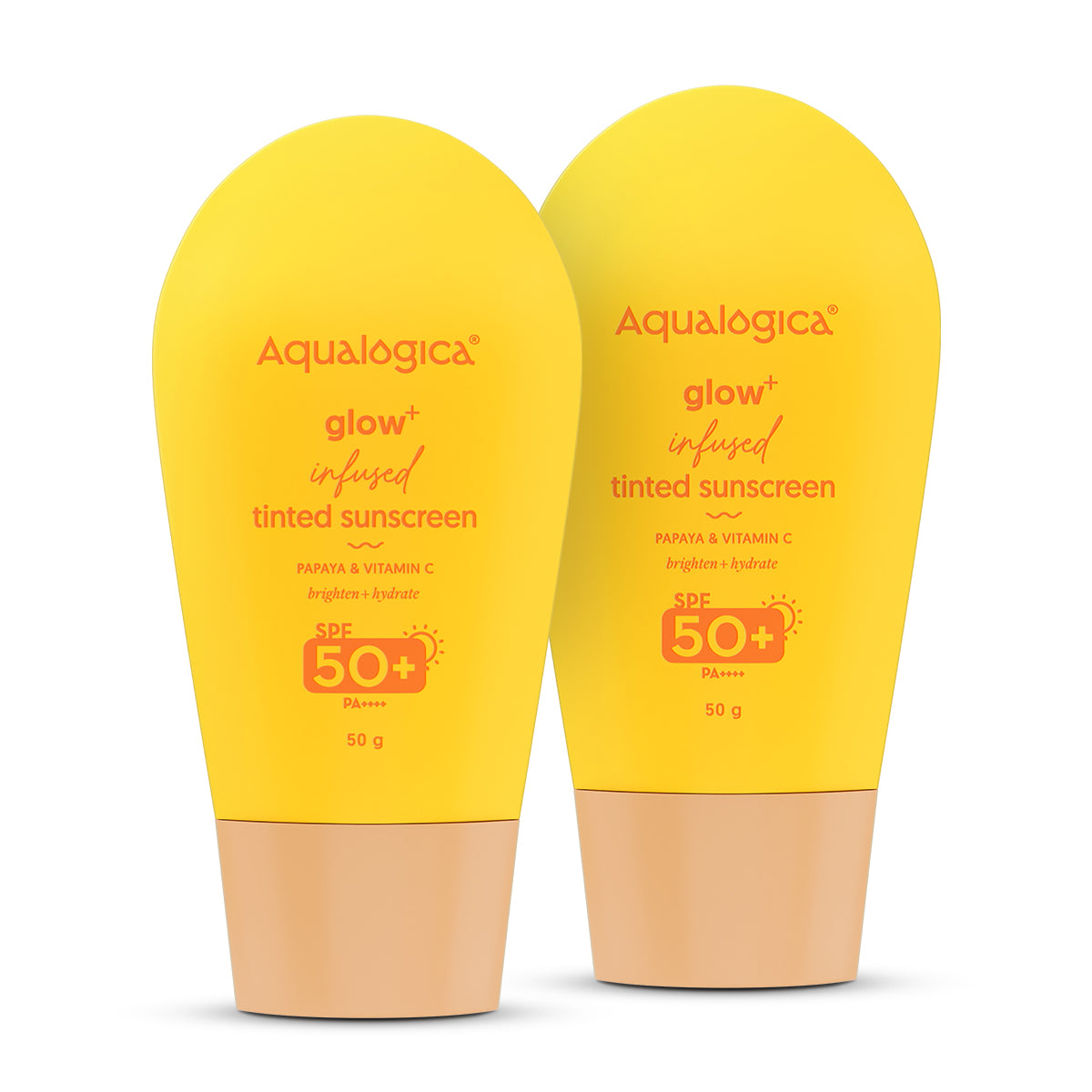 Glow+ Infused Tinted Sunscreen - 50 g (Pack of 2) – Aqualogica
