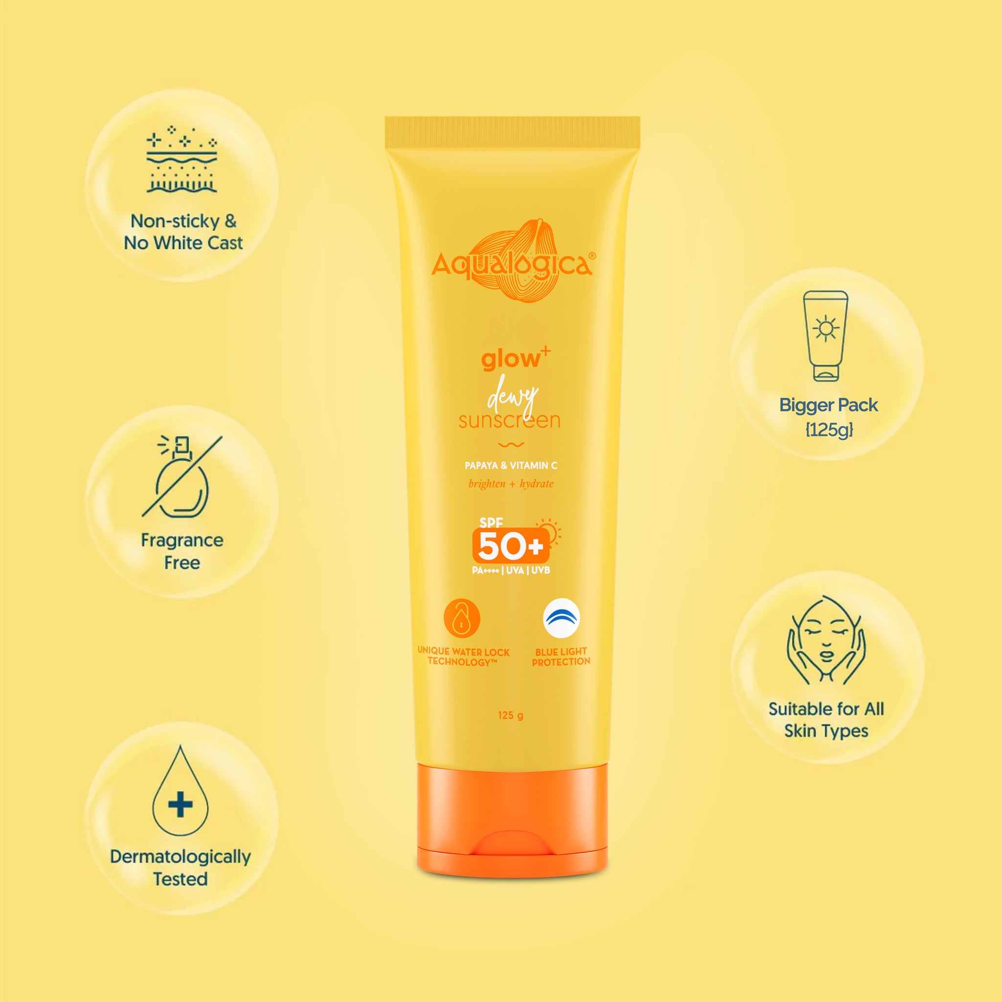 Glow+ Dewy Sunscreen 125g – Aqualogica