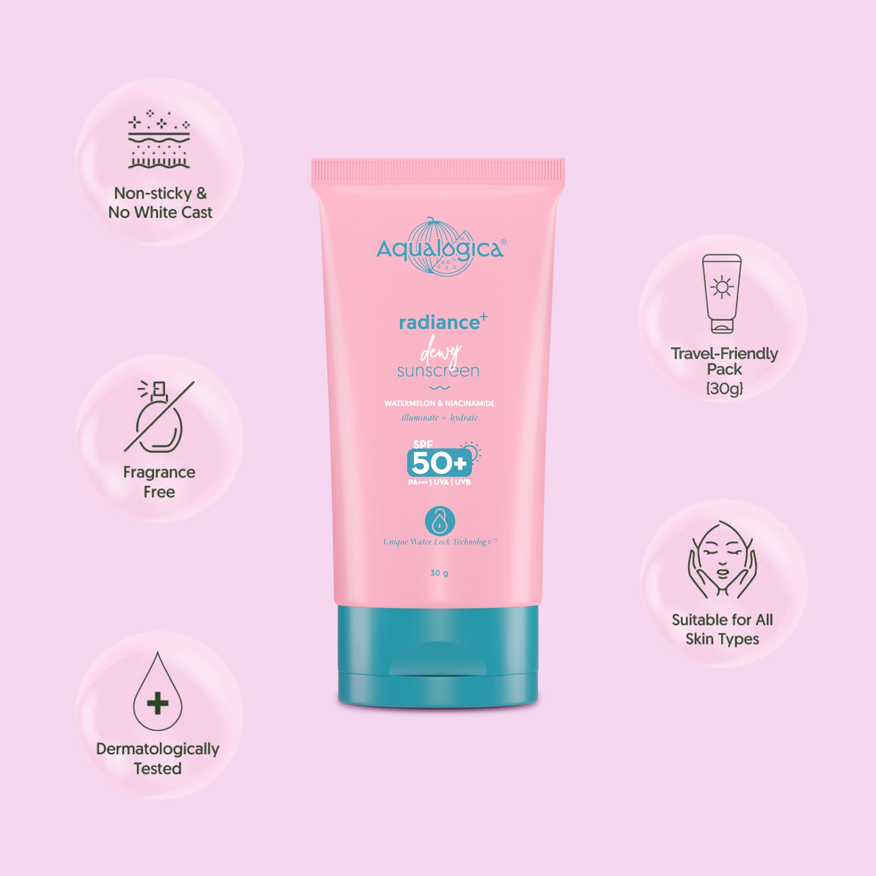 Radiance+ Dewy Sunscreen, 30g – Aqualogica